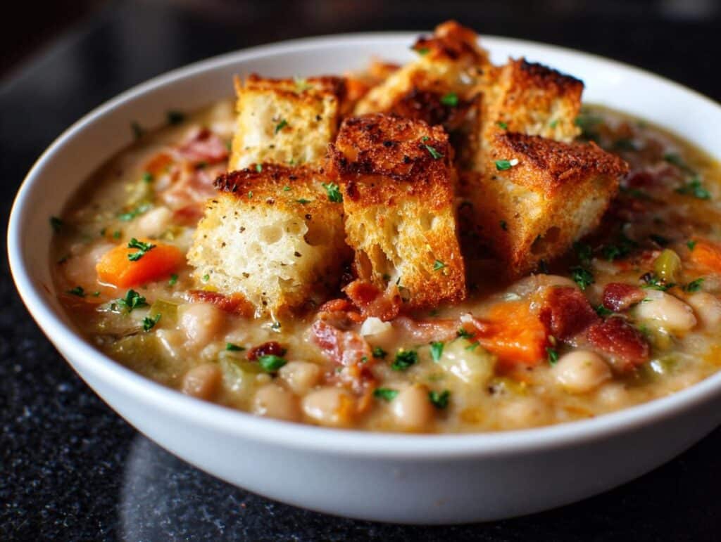 Hearty White Bean Soup With Crispy Bread in 45 Minutes