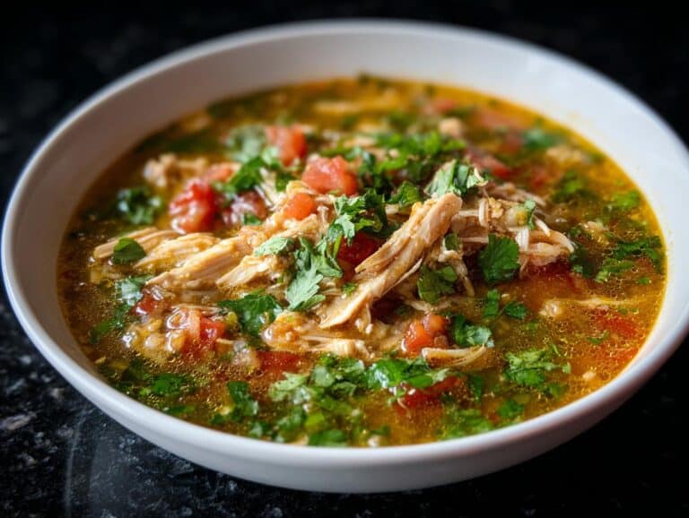 20-Minute Mexican Green Enchilada Chicken Soup, Rich & Healthy